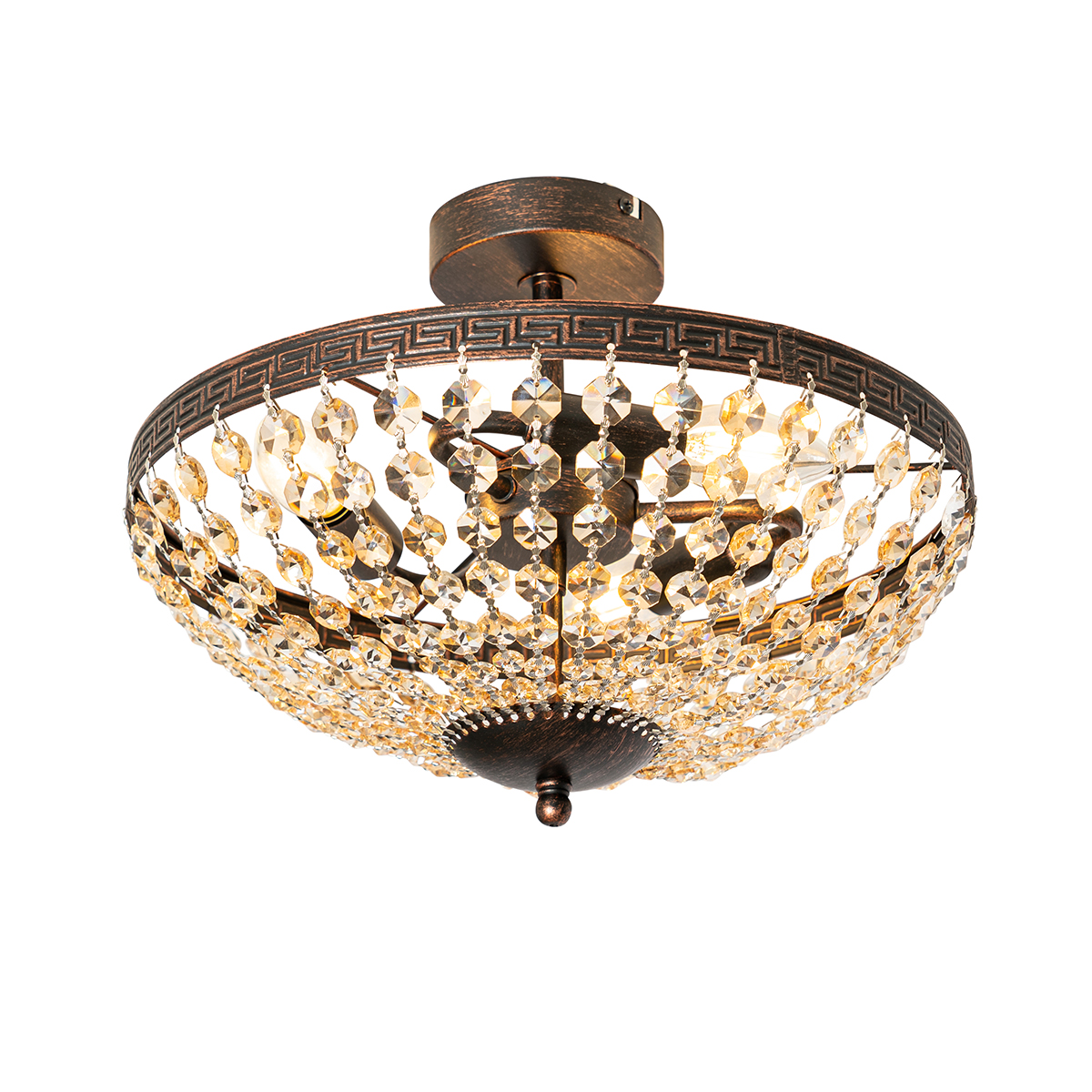 Classic Ceiling Light Bronze and Crystal 3-Light - Mondrian