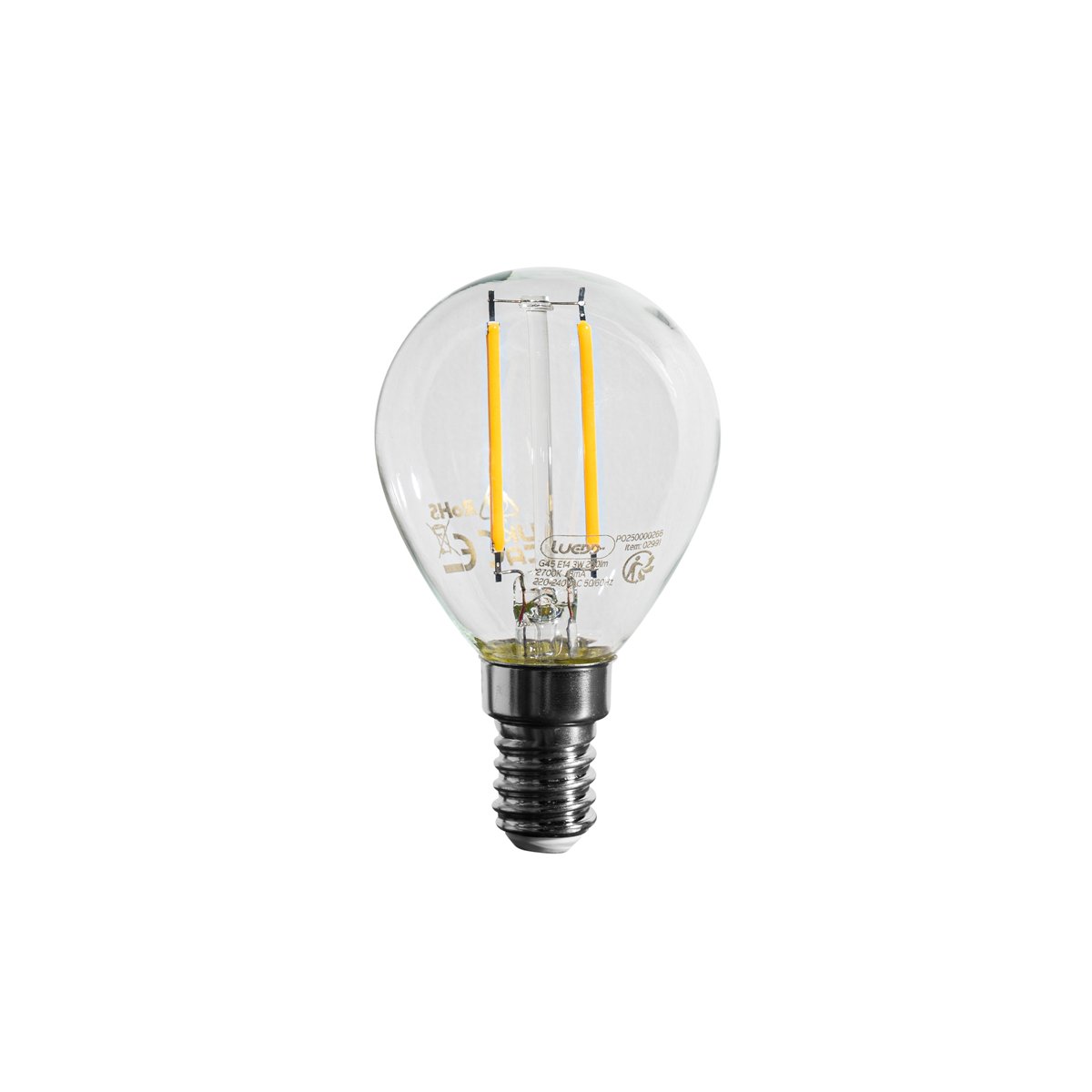 LUEDD Set di 5 lampadine LED E14 dimmerabili P45 trasparenti 3W 250 lm 2700K