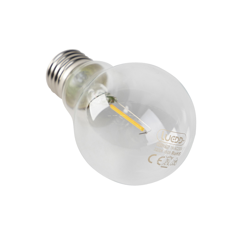Set of 5 E27 LED Bulbs A60 1W 80LM 2200K