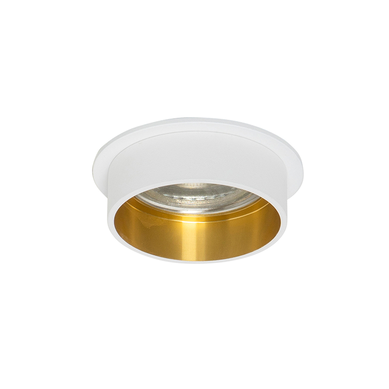 Set of 6 Modern Recessed Spotlights White with Gold Interior - Insta