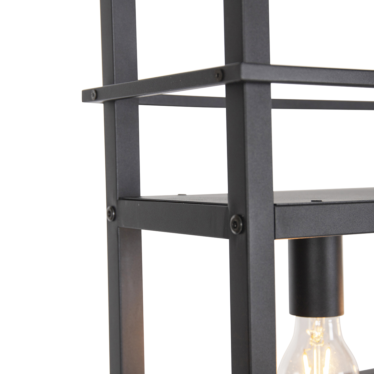 Industrial Pendant Light Black with 4-Light Rack - Cage Rack