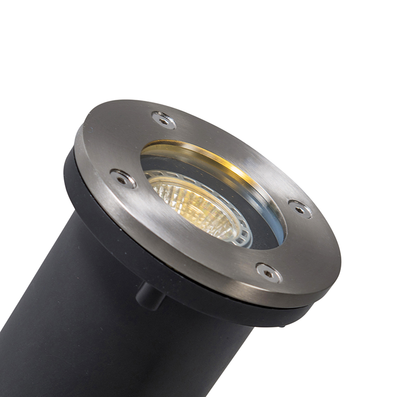 Set of 6 Modern Ground Spotlights Stainless Steel - Basic Round