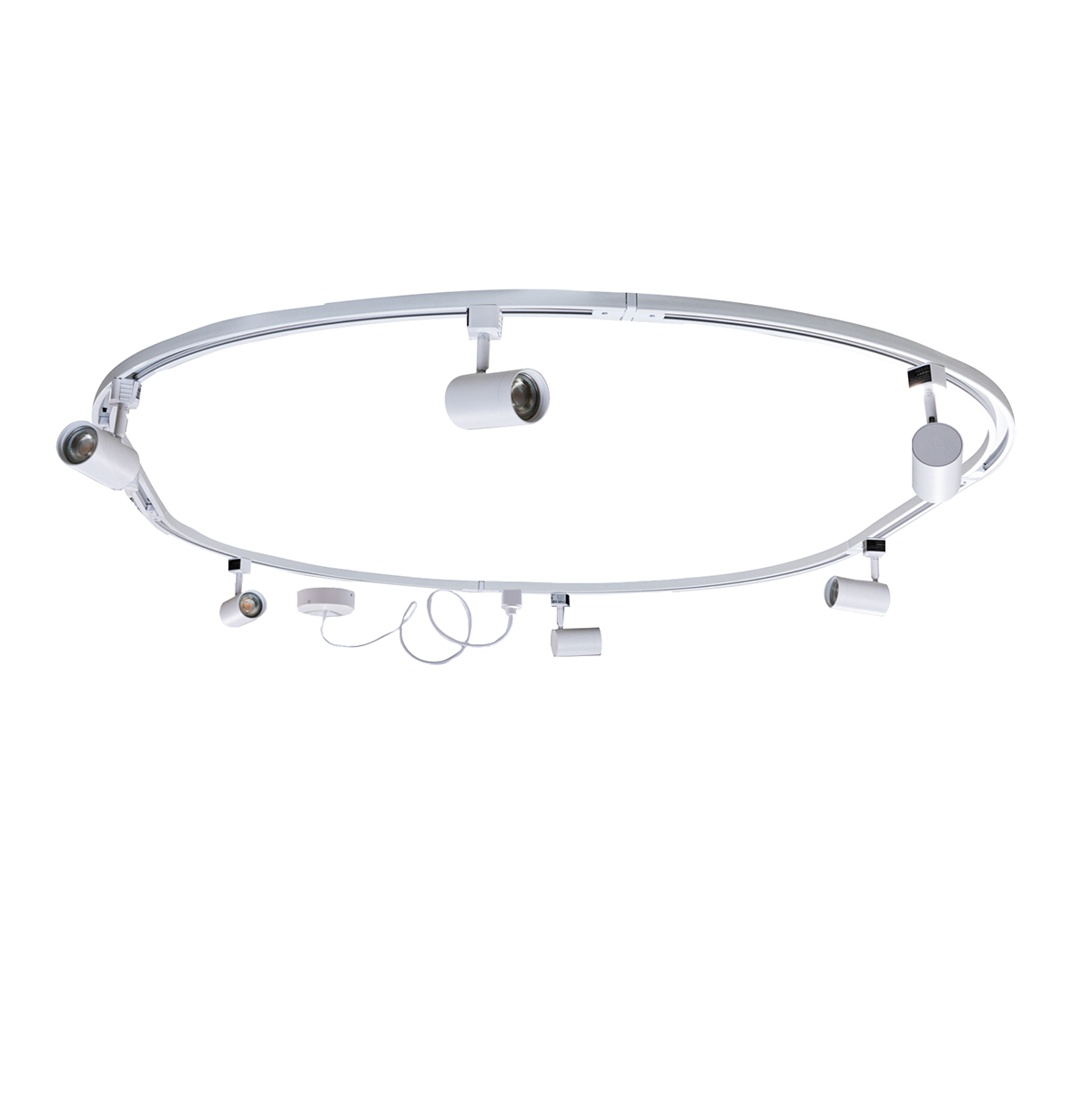 Modern Track Lighting System with 6 Spotlights White 1-Phase Oval 100cm ...