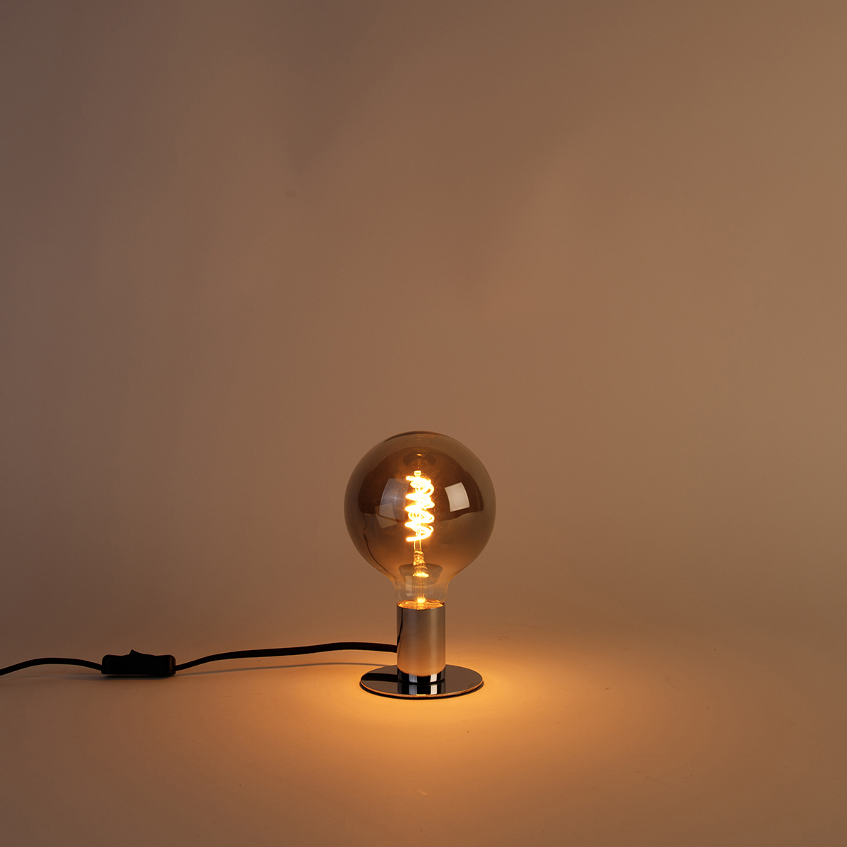 Set of 5 E27 Dimmable LED Twisted Filament Bulbs G125 Smoke 4W 120lm 1800K