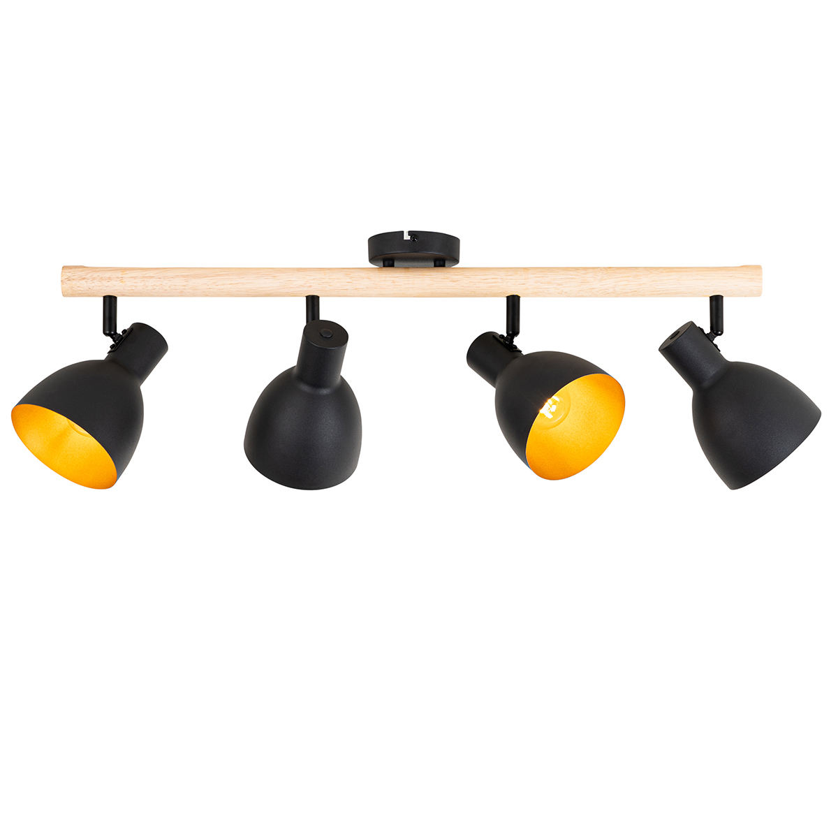 Rustic Spot Black with Wood 4-Light - Flint