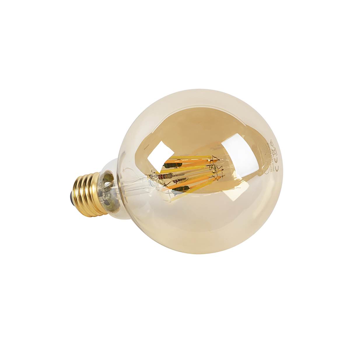 Set mit 3 E27-LED-Lampen, dimmbar bis warm, G95, Gold, 8 W, 806 lm ...