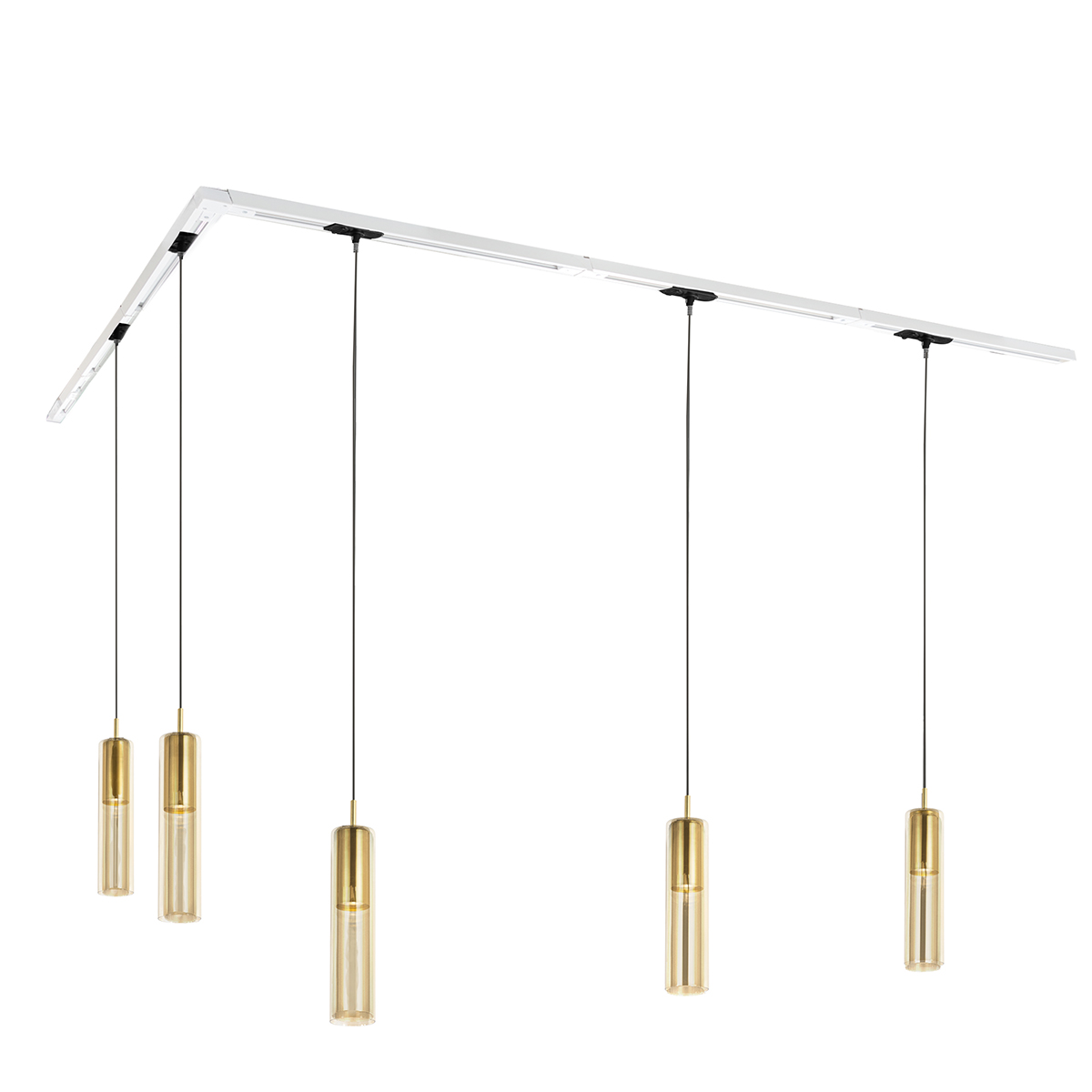 Modern Track Lighting System with 5 Gold Pendant Lights 1-Phase ...