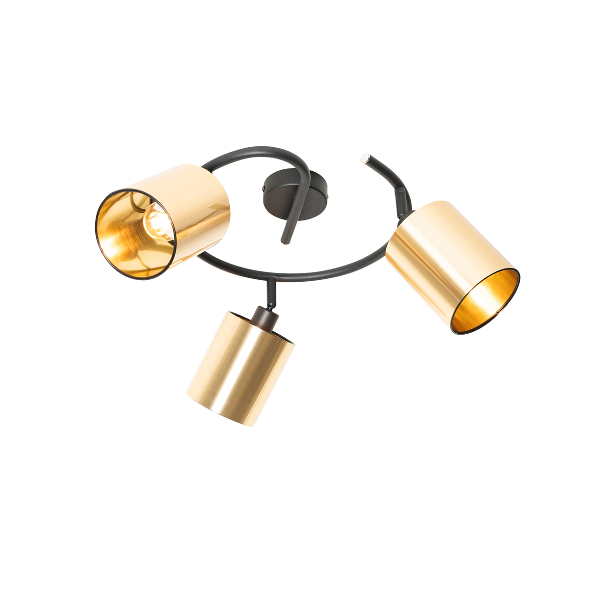 Modern Ceiling Light Black and Gold 3-Lights - Lofty