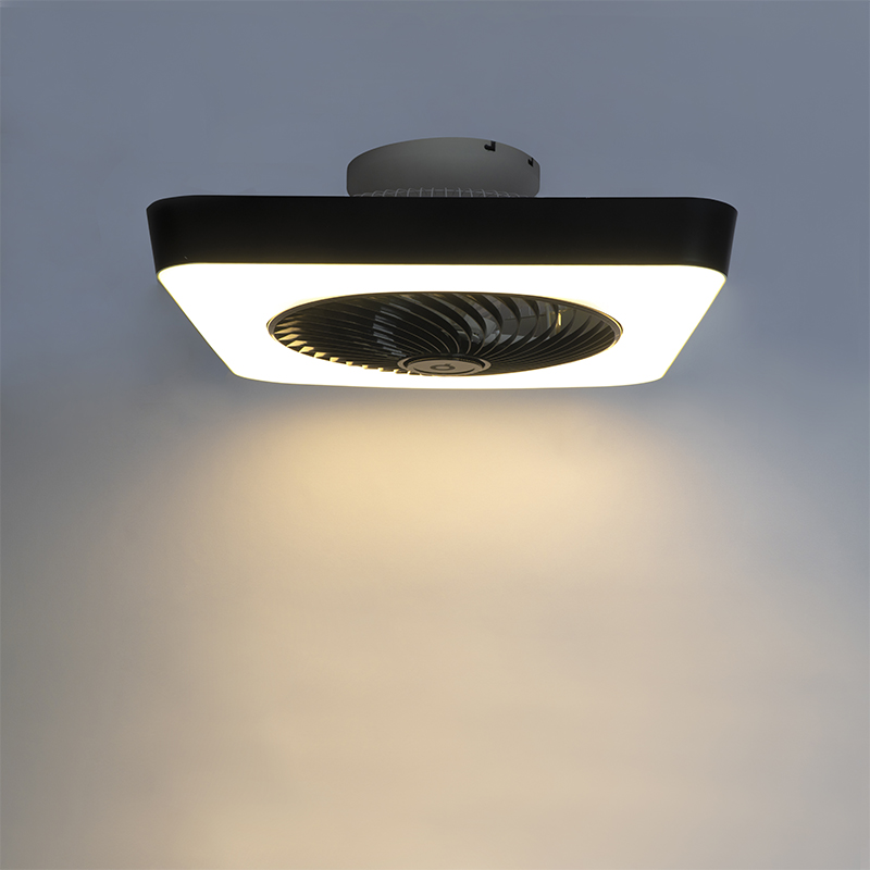 Square Ceiling Fan Black Incl. Dimmable LED - Climo