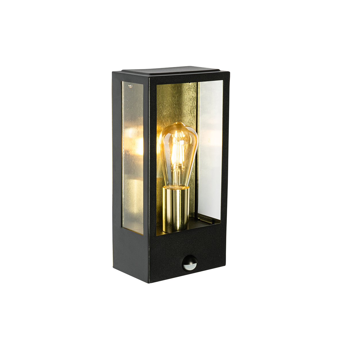 Outdoor Wall Light Black with Gold and Motion Sensor - Rotterdam