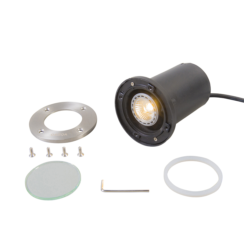 Set of 6 Modern Ground Spotlights Stainless Steel - Basic Round
