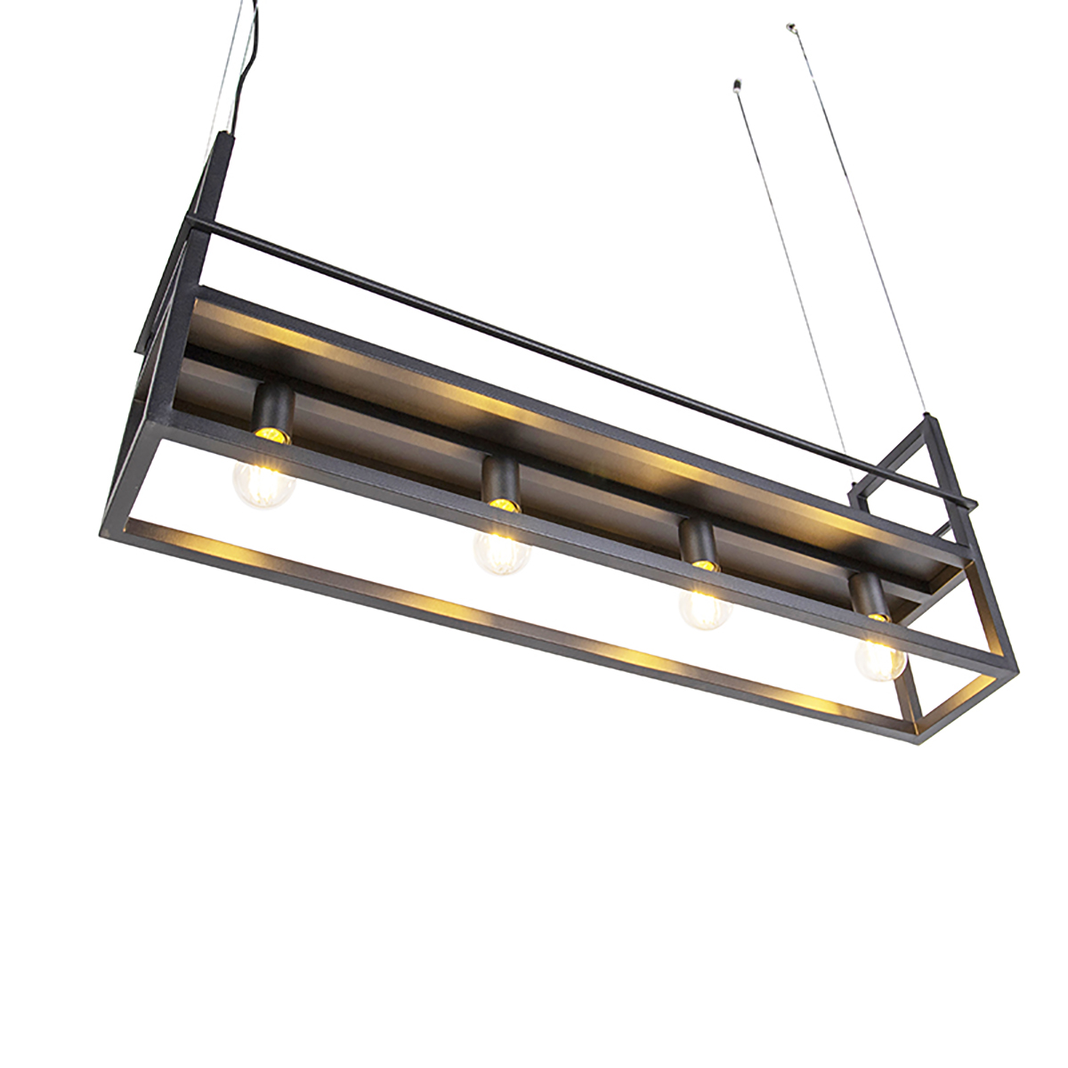 Smart Pendant Light Black with Shelf Incl. 4 Wifi A60 - Cage Rack