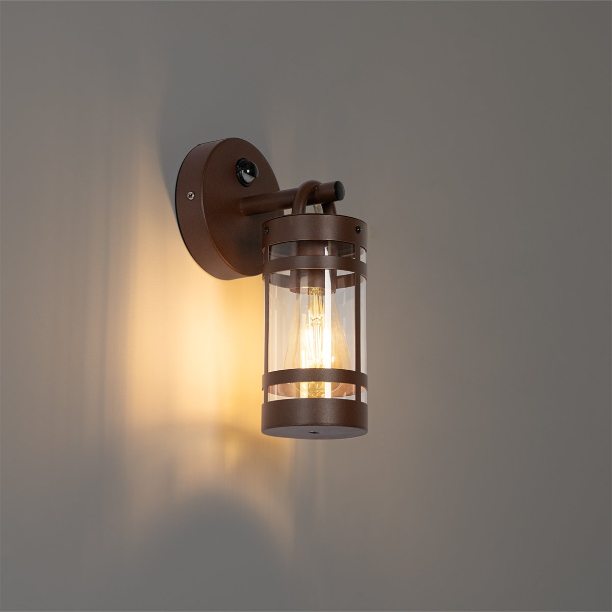 Outdoor Wall Light Rust Brown IP44 with Motion Sensor - Ruben