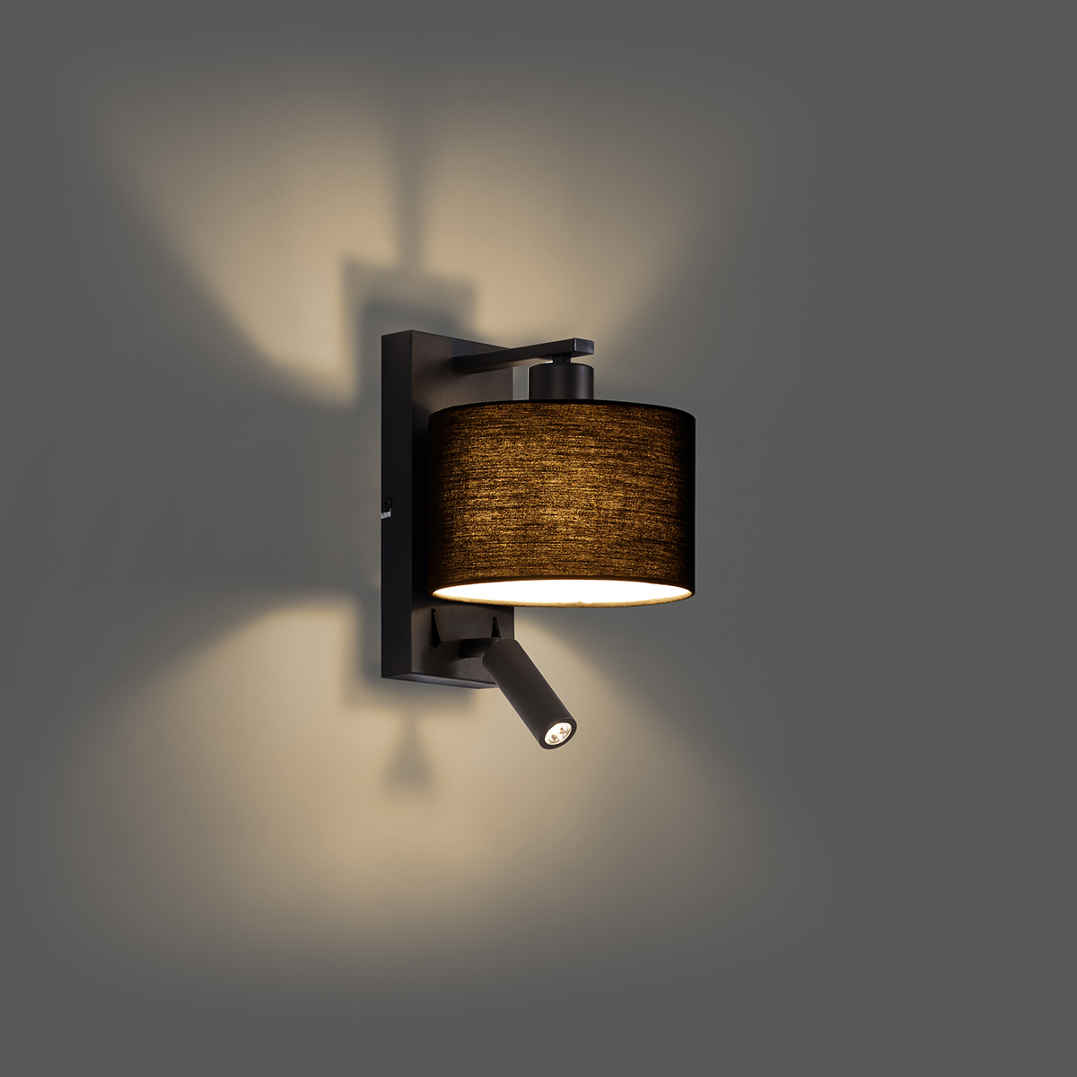 Moderne Wandleuchte schwarz rund mit Leselampe - Puglia