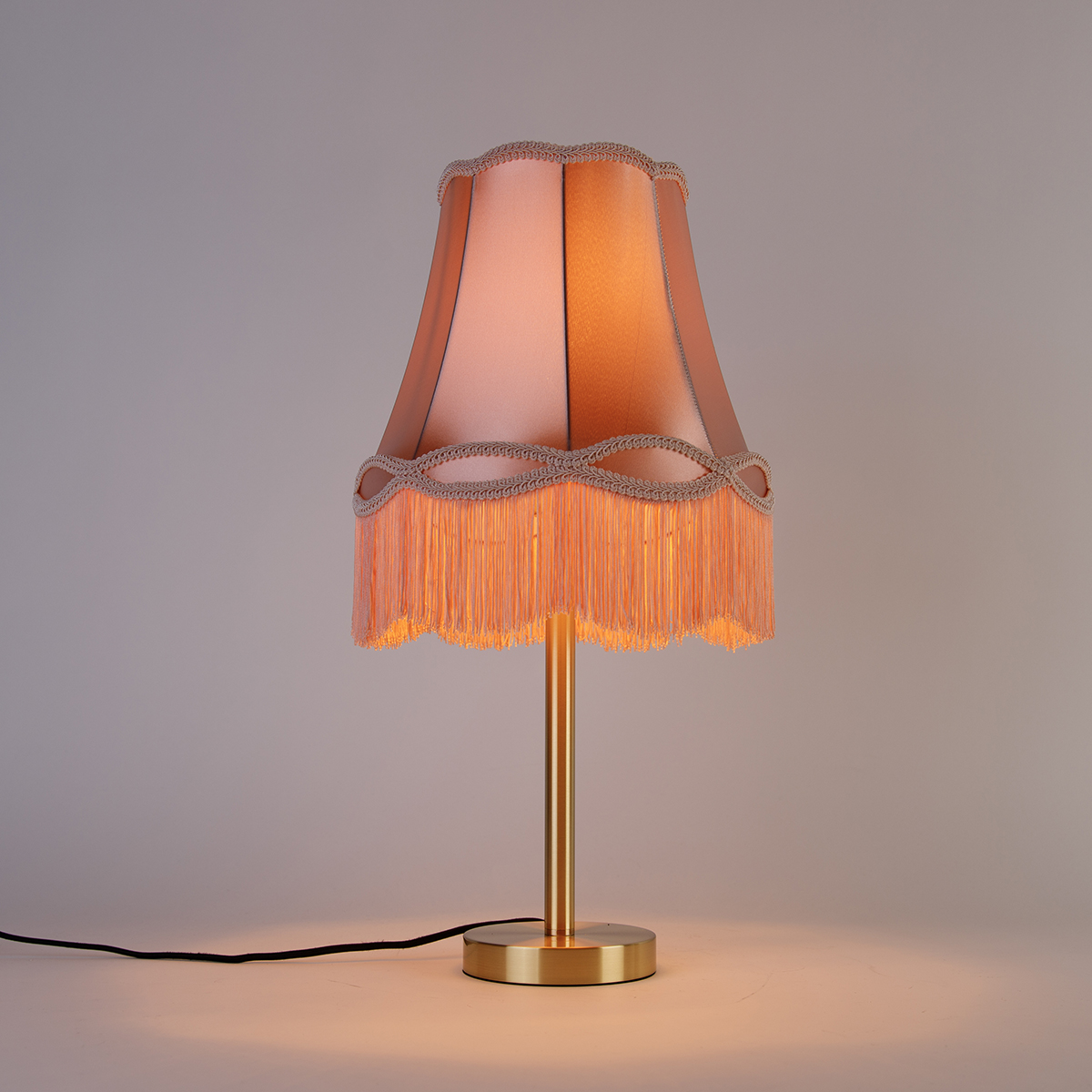 Classic Table Lamp Brass with Granny Lampshade Pink 30 cm - Simplo
