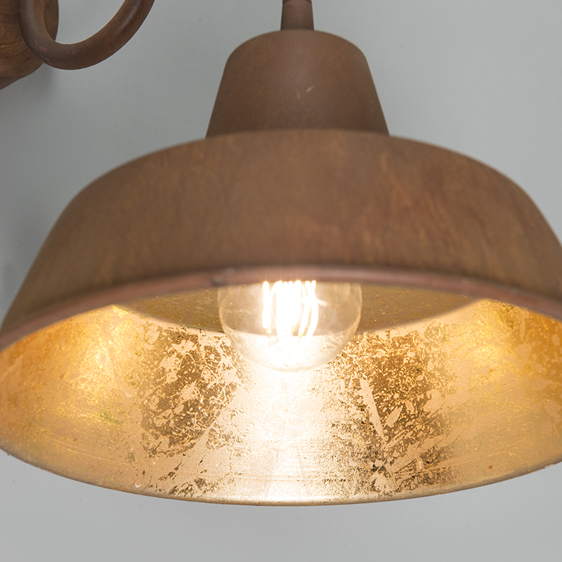 Set of 2 Wall Light Rust with Gold Interior - Factory