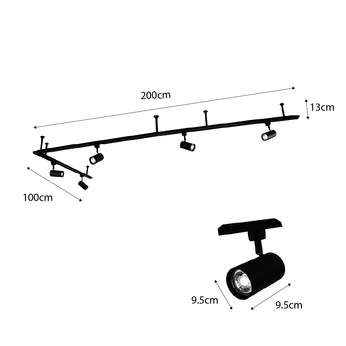 Modern Hanging Track Lighting System with 5 Spotlights White 1-Phase ...