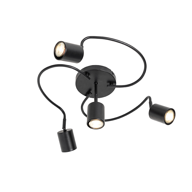 Modern ceiling spotlight black adjustable 4-light - Java