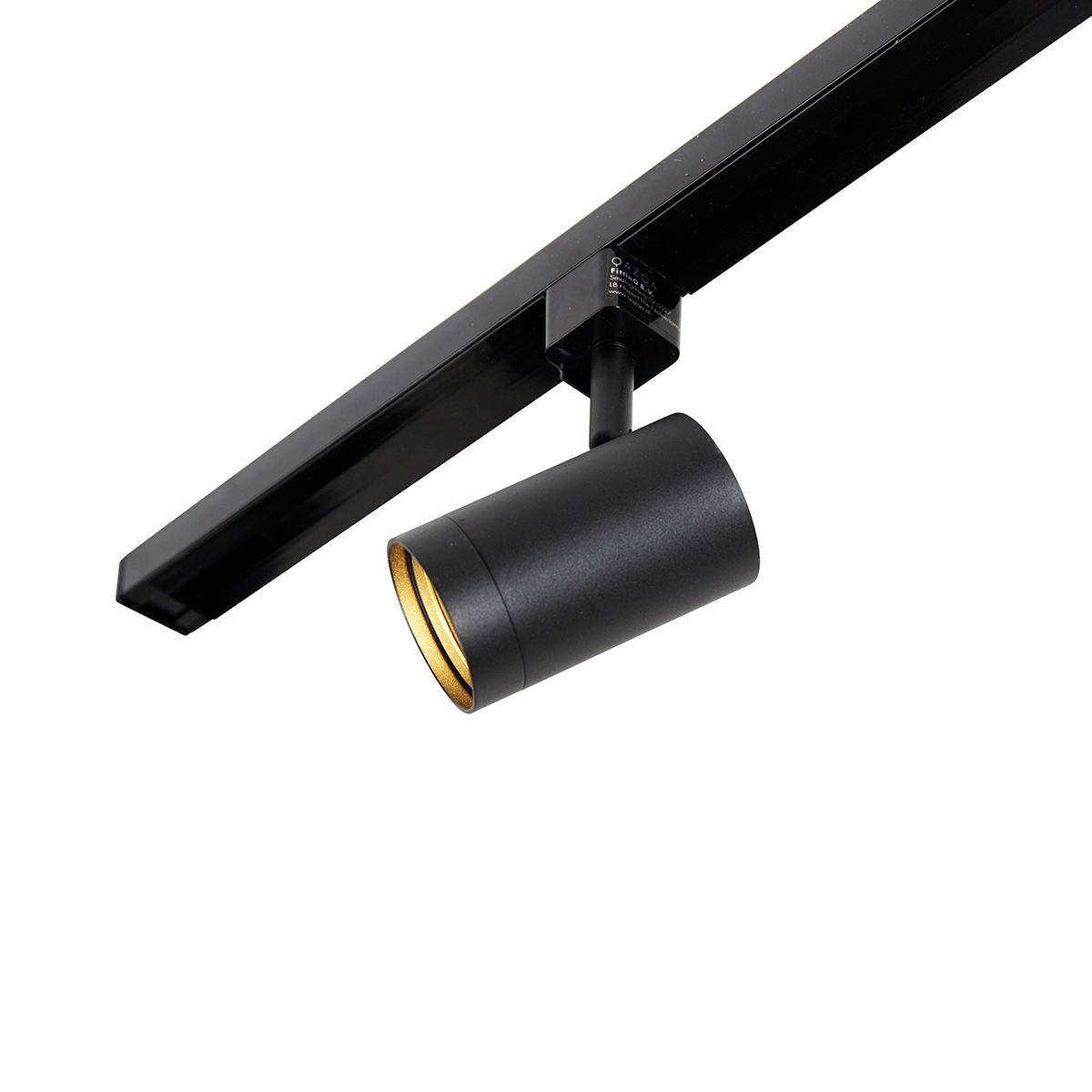 1-Phase Track Lighting Black with 4 Spotlights and I Power Round - Jeana