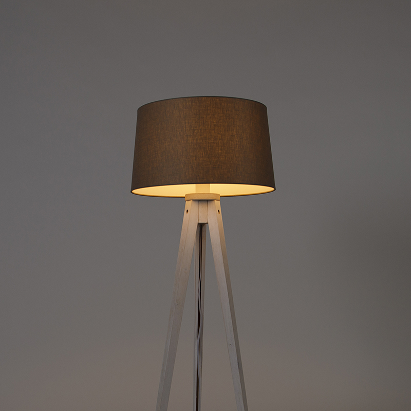 Modern Tripod White with Linen Lampshade Taupe 45 cm - Tripod Classic