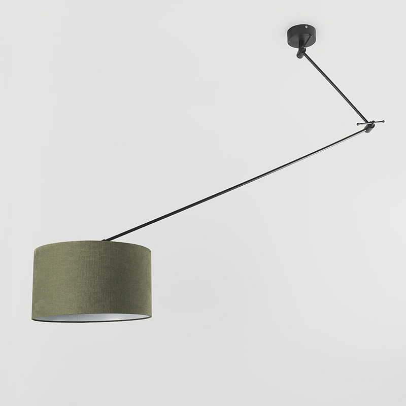 Pendant Light Black with 35 cm Green Adjustable Shade - Blitz