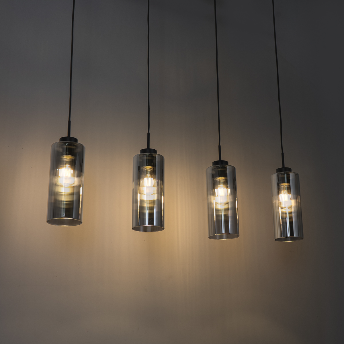 QAZQA laura - Suspension multiples - 4 lumière - L 108 cm - Gris - Art ...