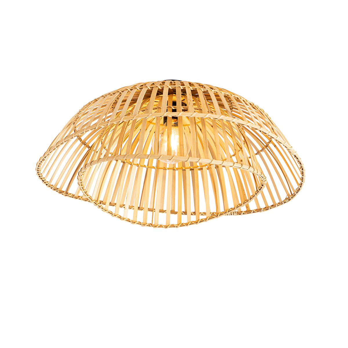 Orientalische Deckenleuchte schwarz mit natürlichem Bambus 62 cm - Pua