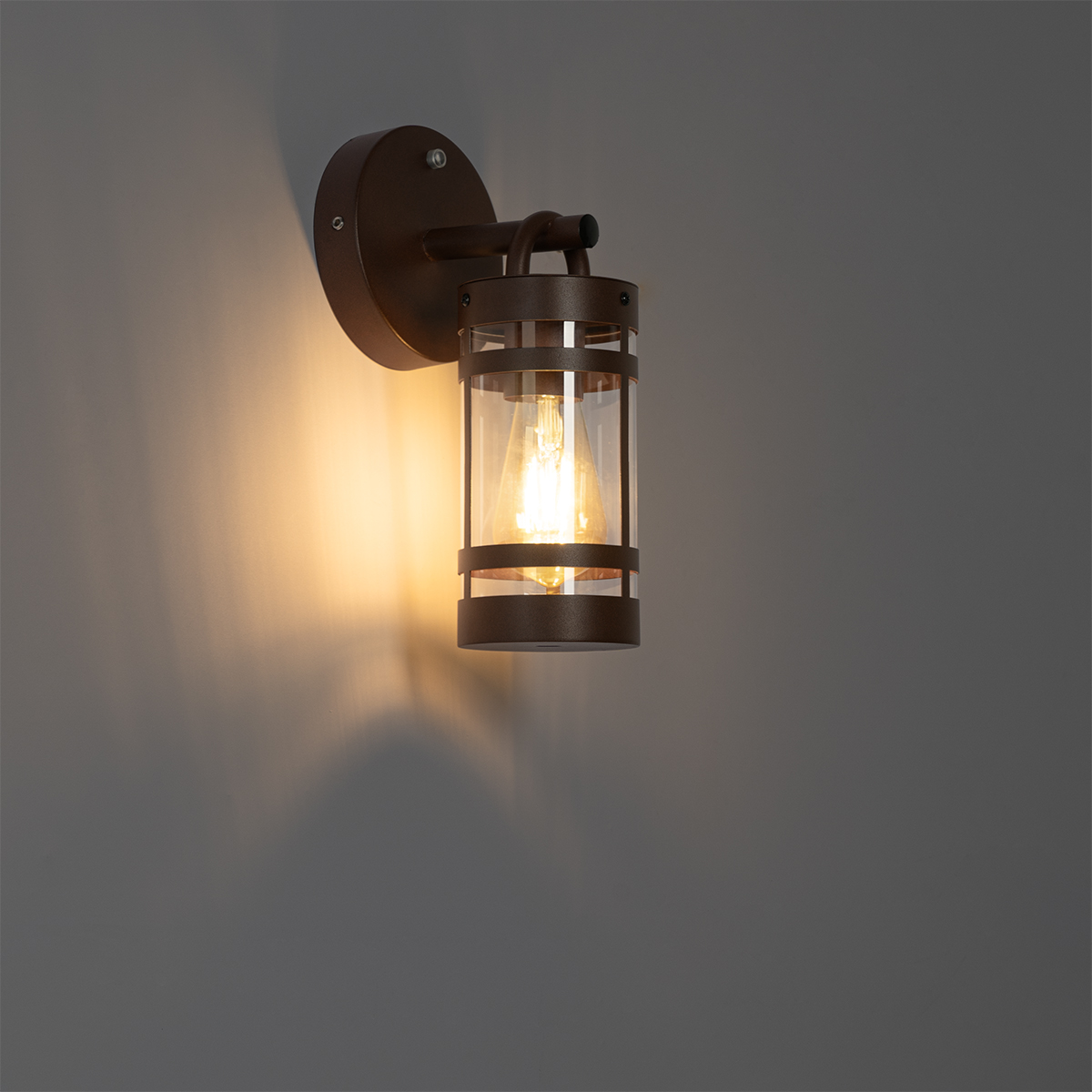 Outdoor Wall Light Rust Brown IP44 with Dusk Sensor - Ruben