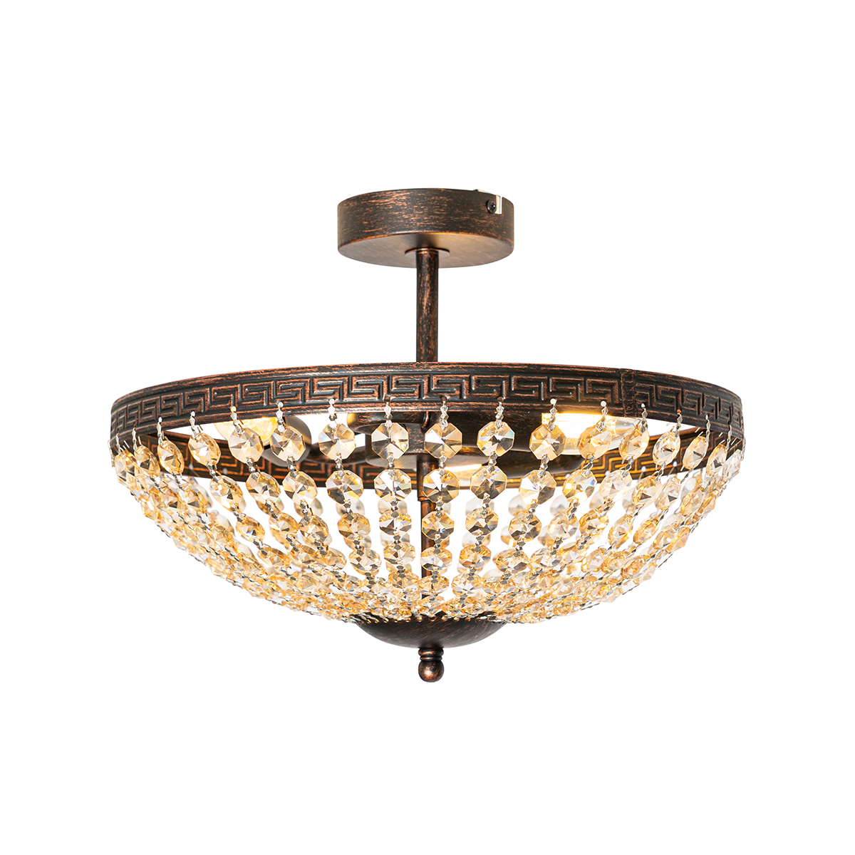 Classic Ceiling Light Bronze and Crystal 3-Light - Mondrian