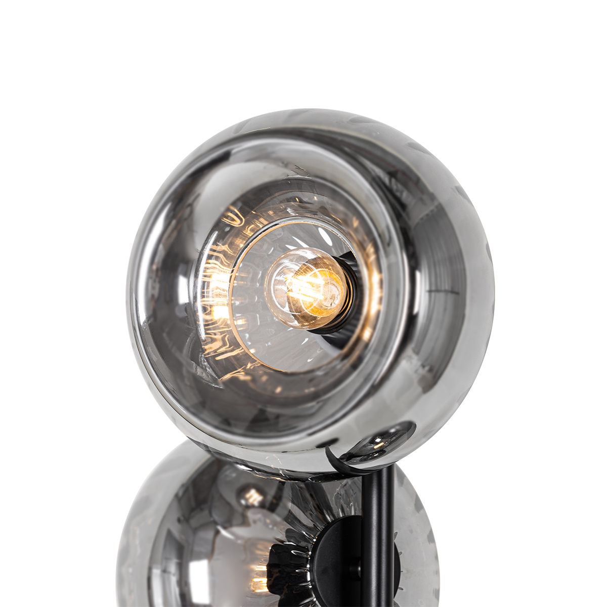 Art Deco Floor Lamp Black with Smoke Glass 3-Light - Ayesha
