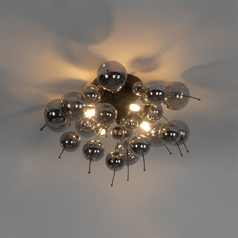 Design Ceiling Light Black with Smoke Glass 4-Light - Explode
