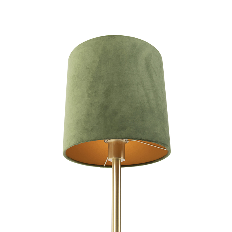 Botanical Table Lamp Brass with Green Lampshade 25 cm - Simplo