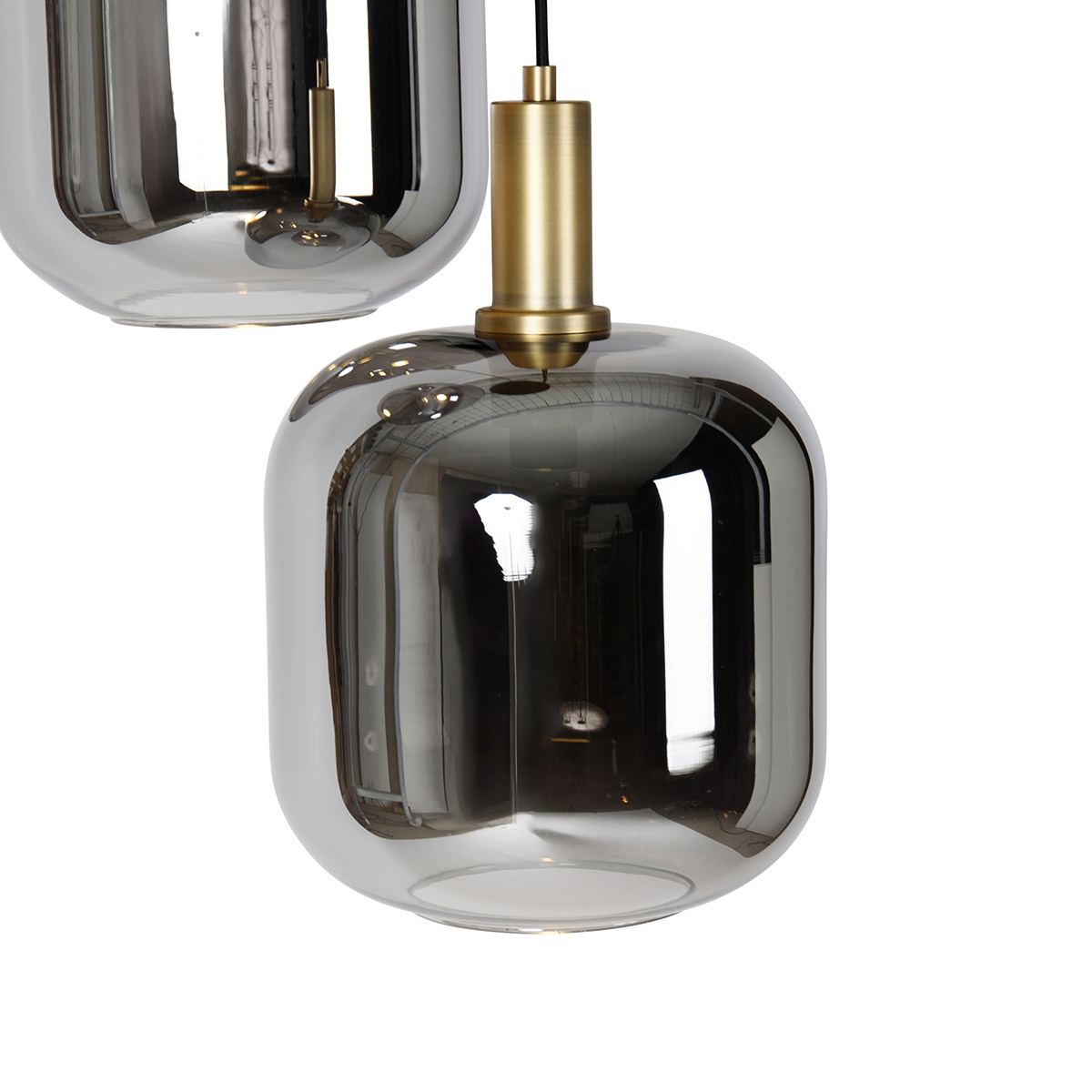 Pendant Light Black with Gold and Smoke Glass Incl. 3 PUCC - Zuzanna