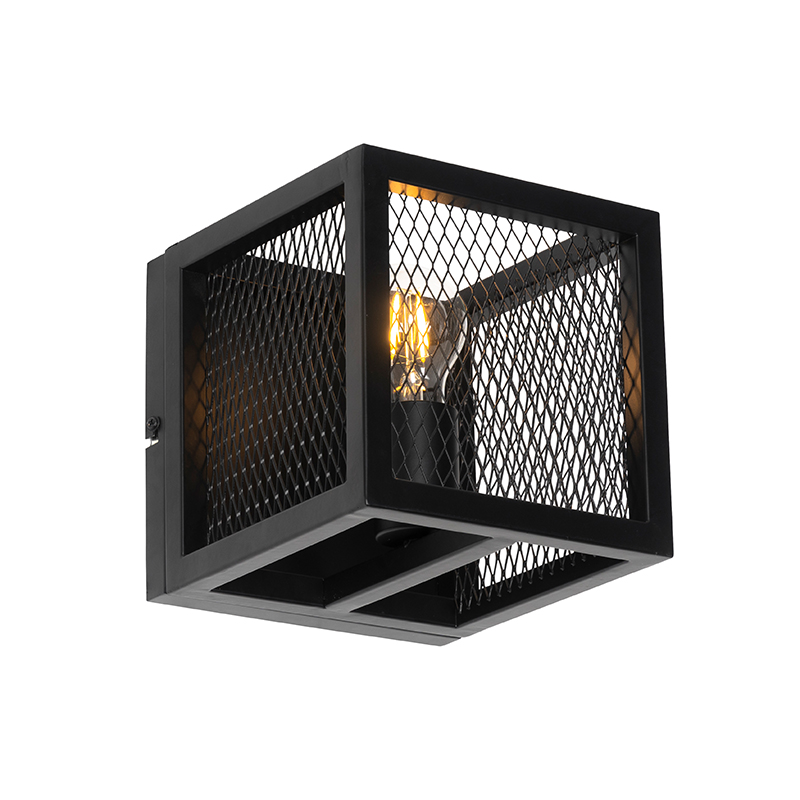 Industrial Wall Light Black with Mesh - Cage