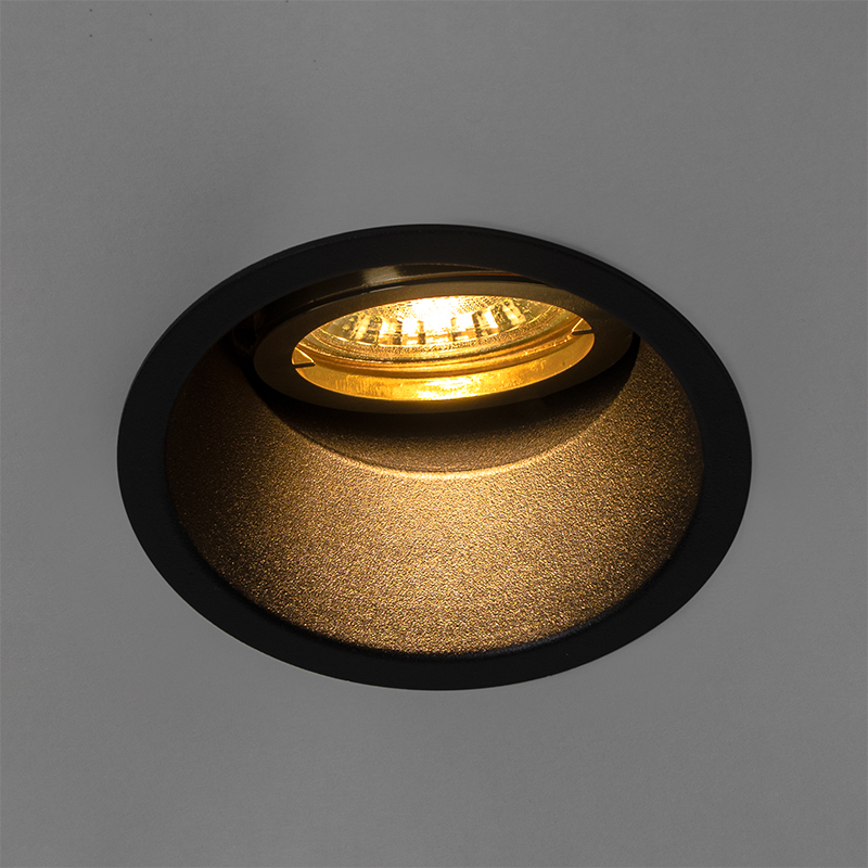Set of 6 Modern Recessed Spotlights Black with Gold, Rotatable and ...