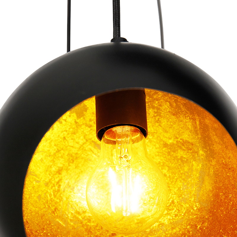 Pendant Light Black with Gold Interior 7-Lights - Crooked Cluster