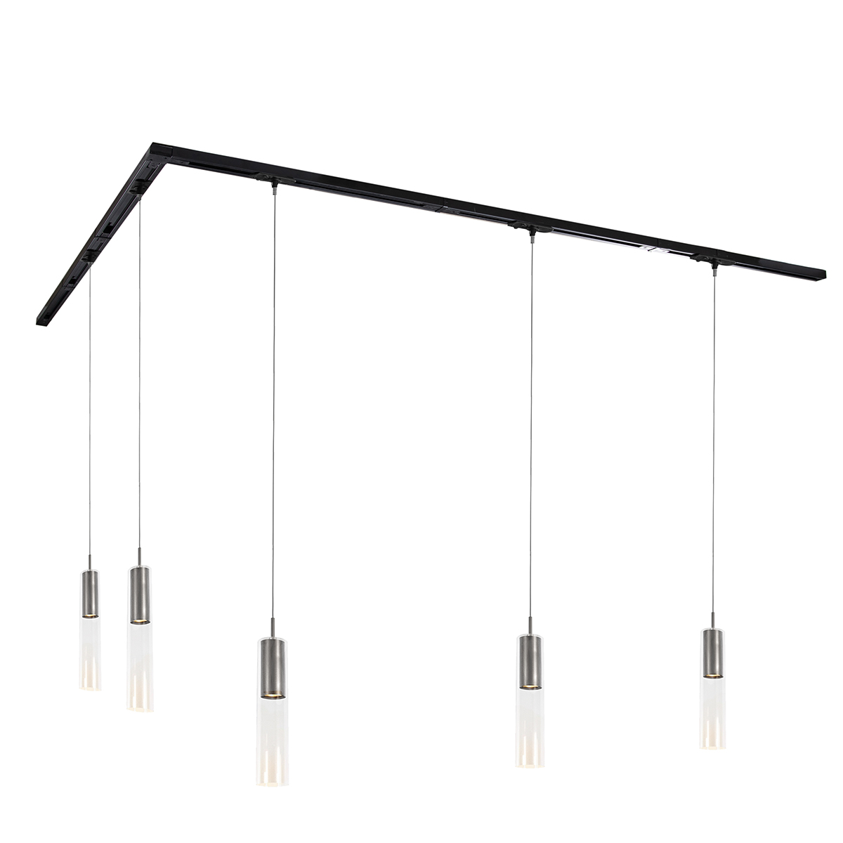 Modern Track Lighting System with 5 Gunmetal Pendant Lights 1-Phase ...
