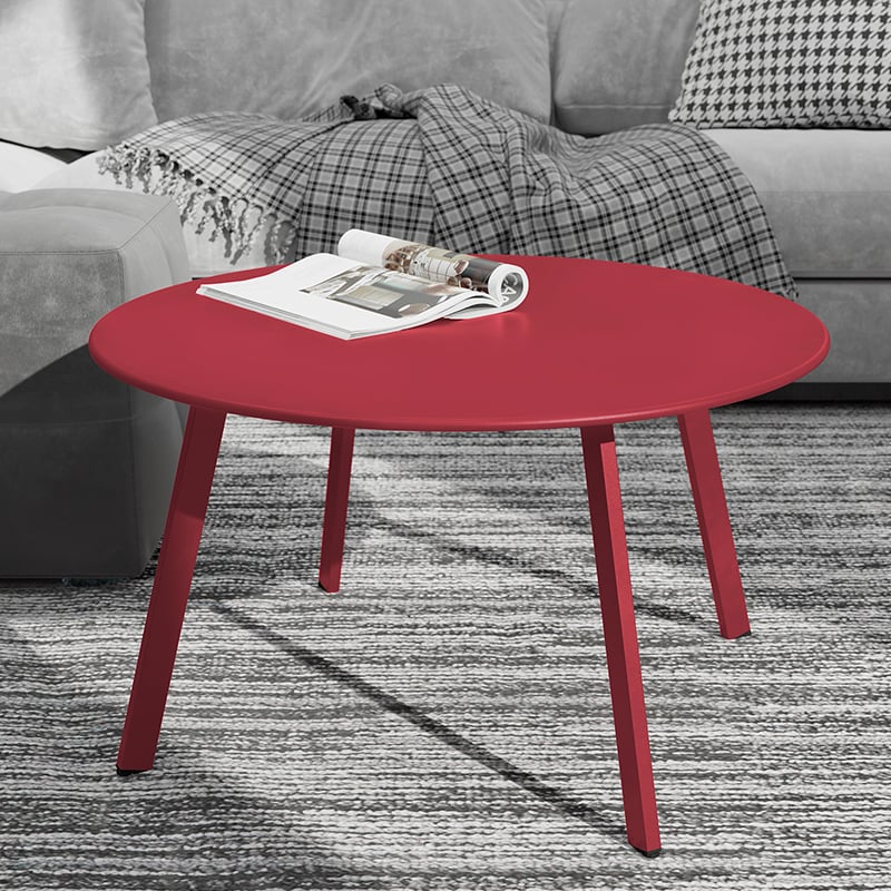 Grand Patio Round Coffee Table Round Metal Side Table Weather Resistant Garden Table for Living Room Hallway Bedroom Garden Terrace Balcony Red
