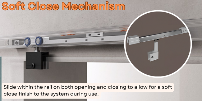 Durovin 1025 2050mm internal Sliding Glass Door - Clear - Black Round ...