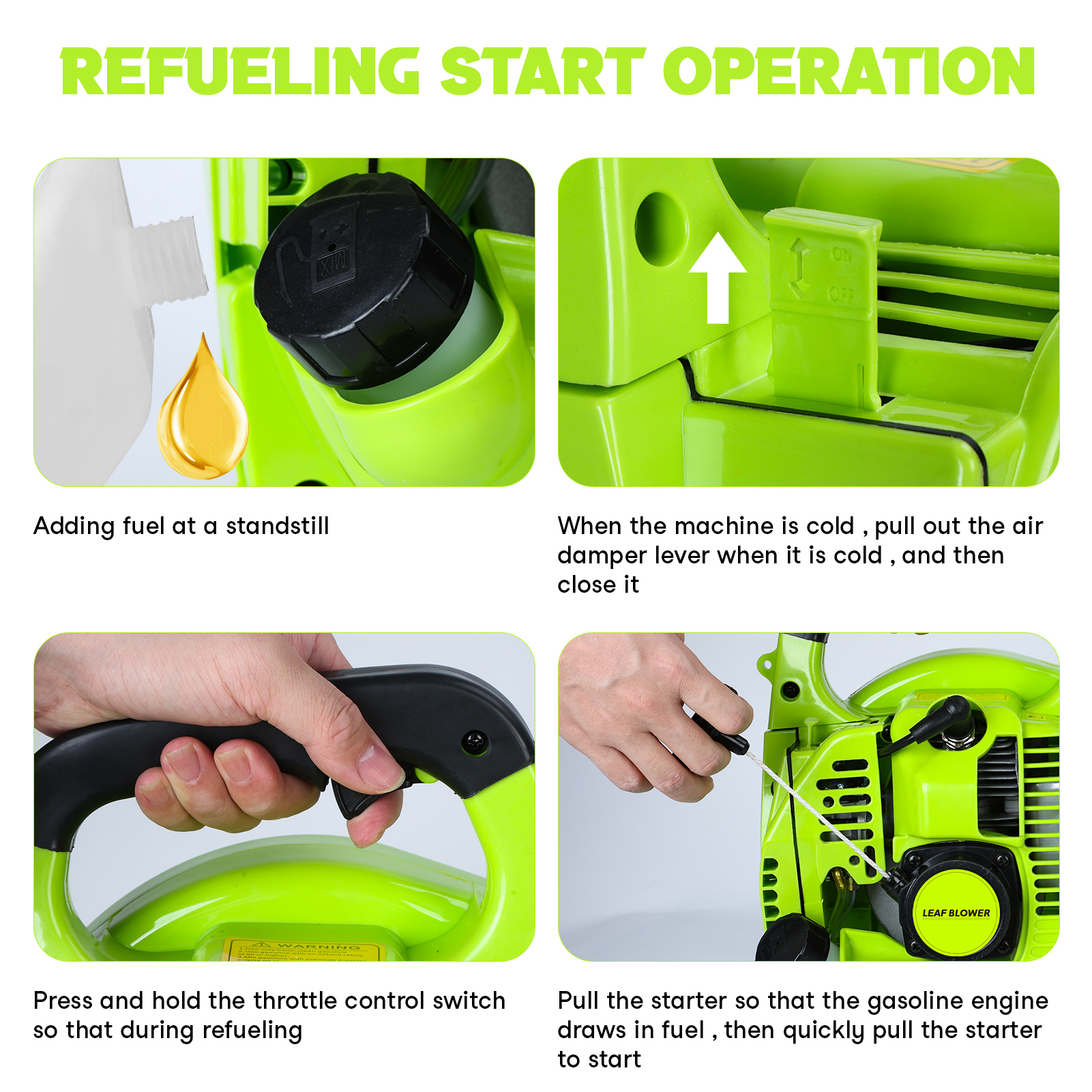 Souffleur de feuilles thermique - FIANAO - 26cc - 380 CFM - 250 km/h ...