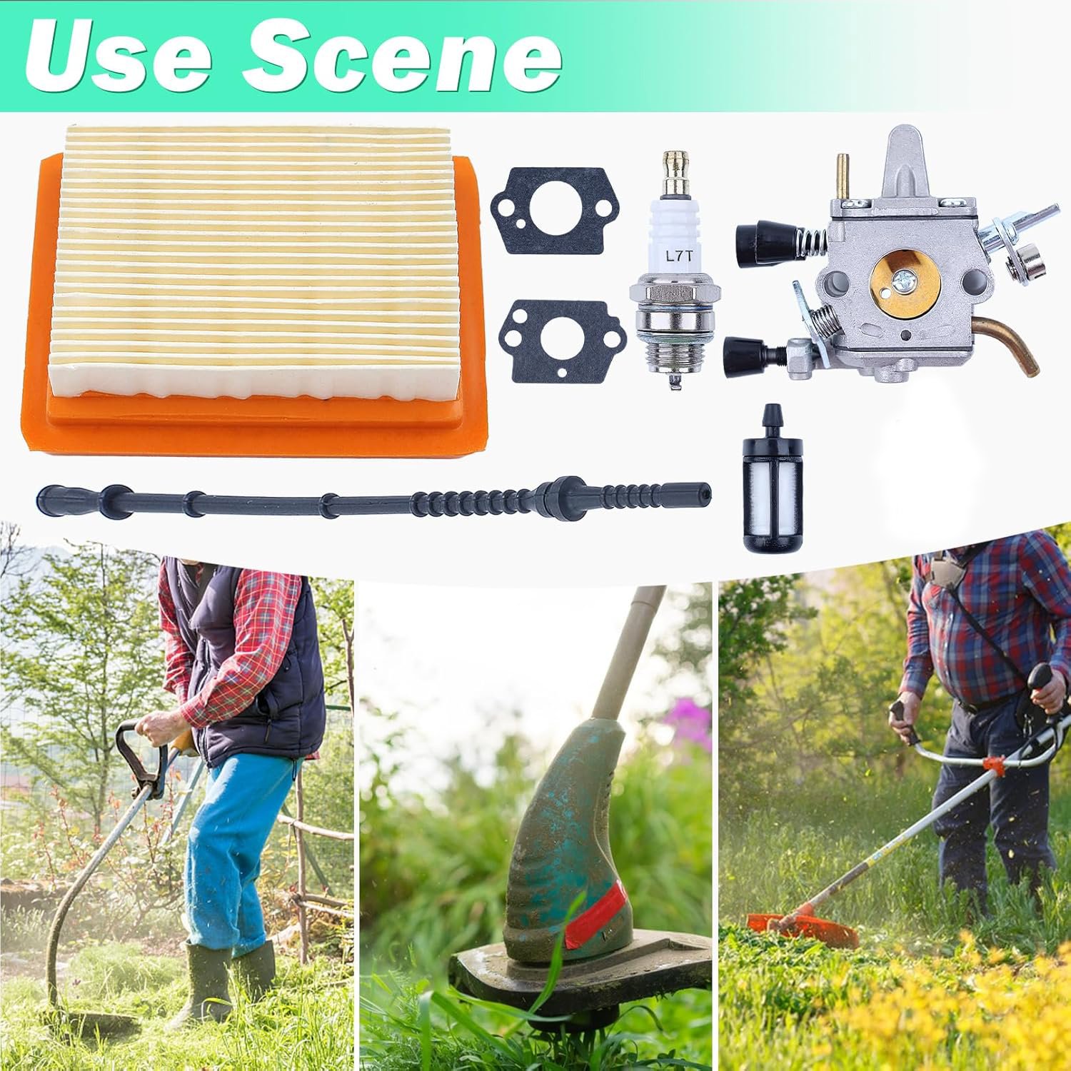 Carburatore con filtro aria e tubo carburante Kit carburatore per decespugliatore Stihl FS120 ...