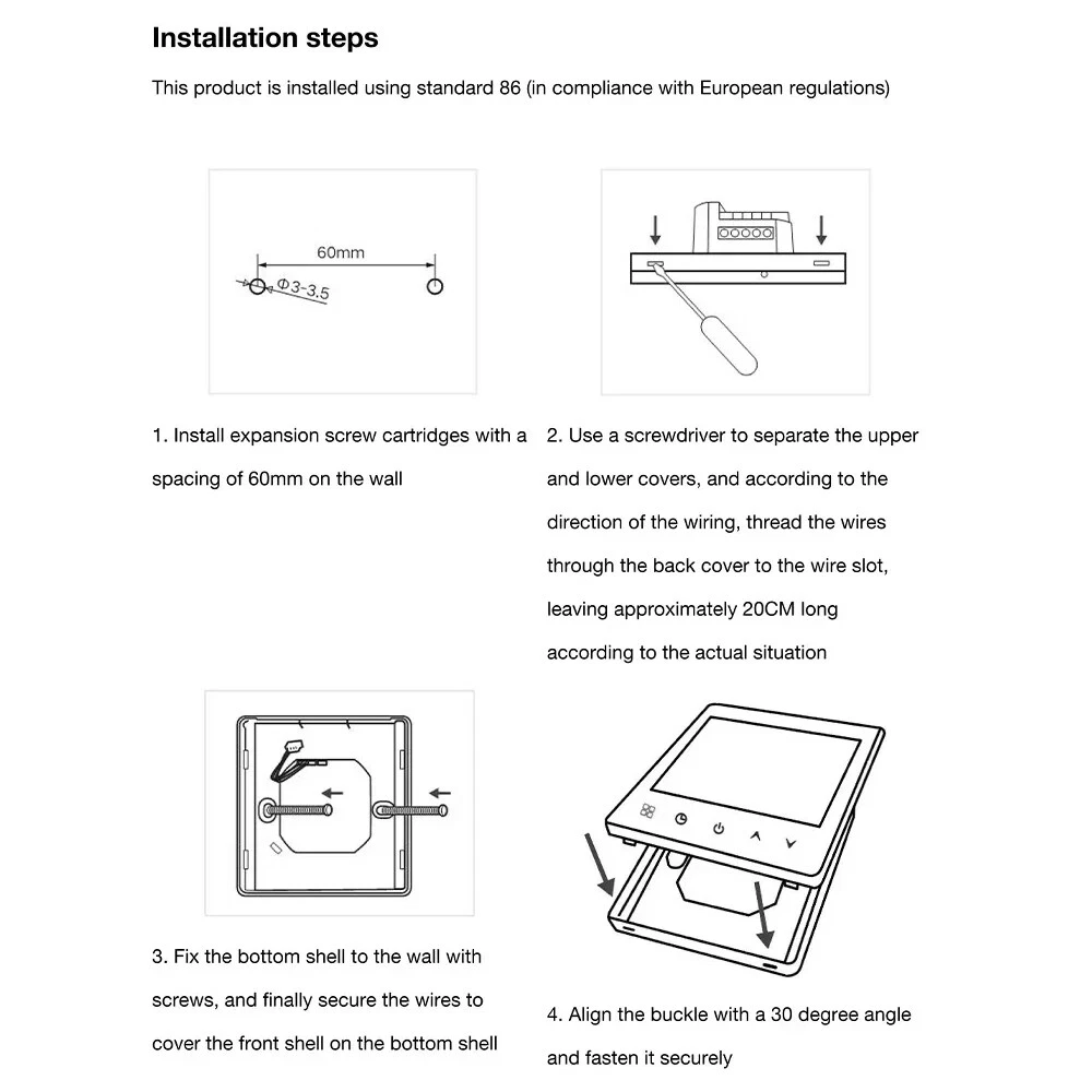 Smart Thermostat, 16A Underfloor Heating Thermostat, AC90-240V Remote ...
