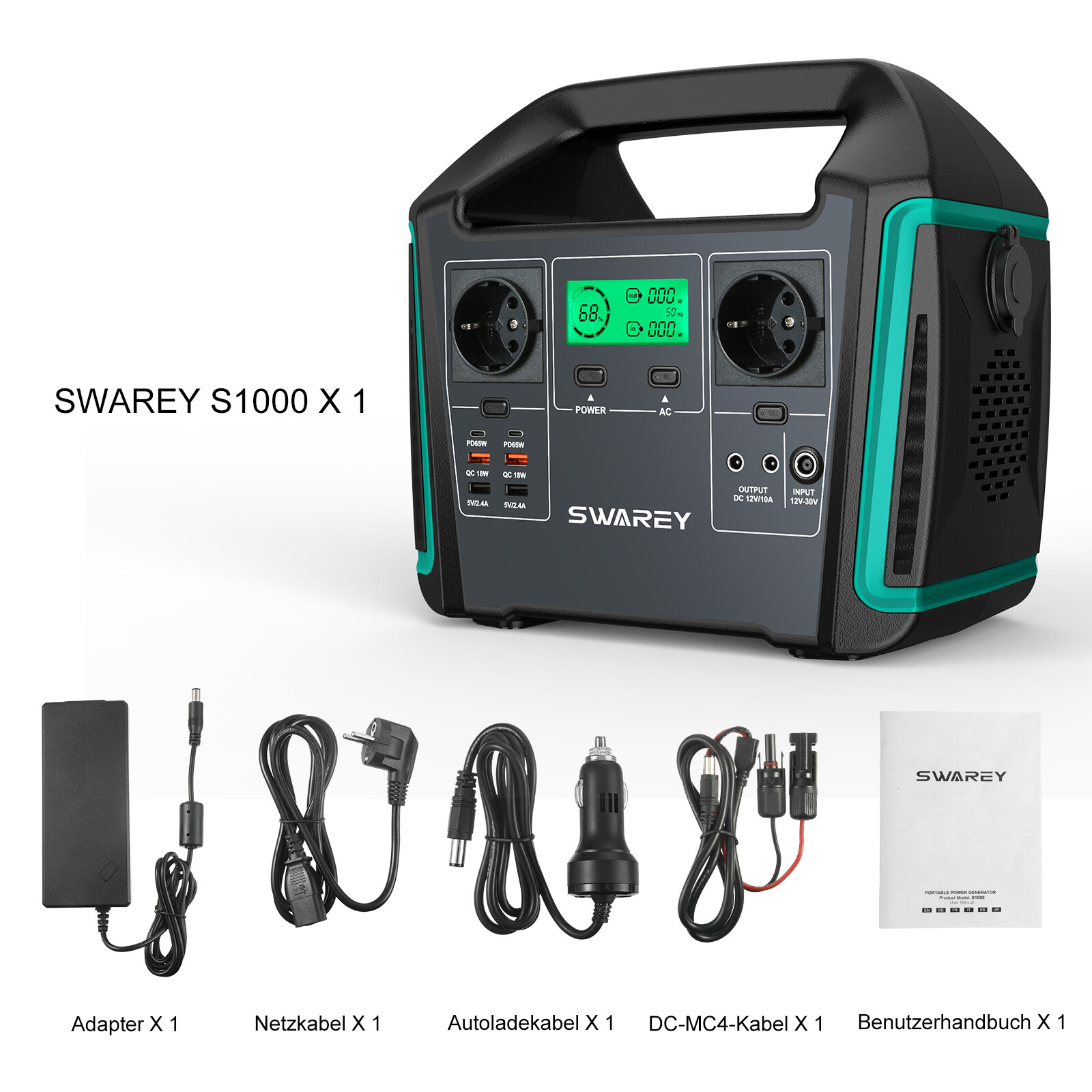 Tragbare Stromzeuger Swarey 1000W 725.76Wh Stromgenerator ...