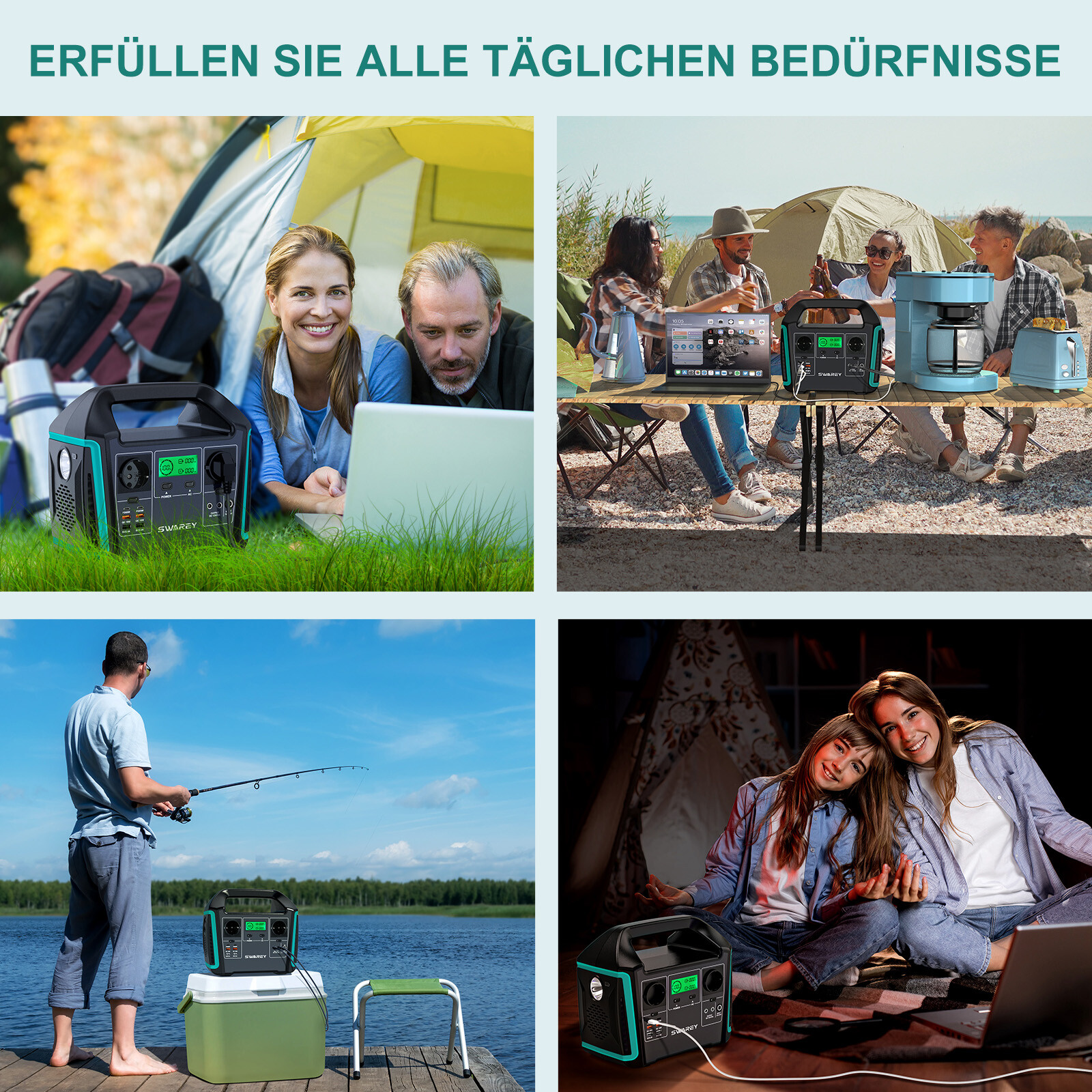Tragbare Stromzeuger Swarey 1000W 725.76Wh Stromgenerator ...