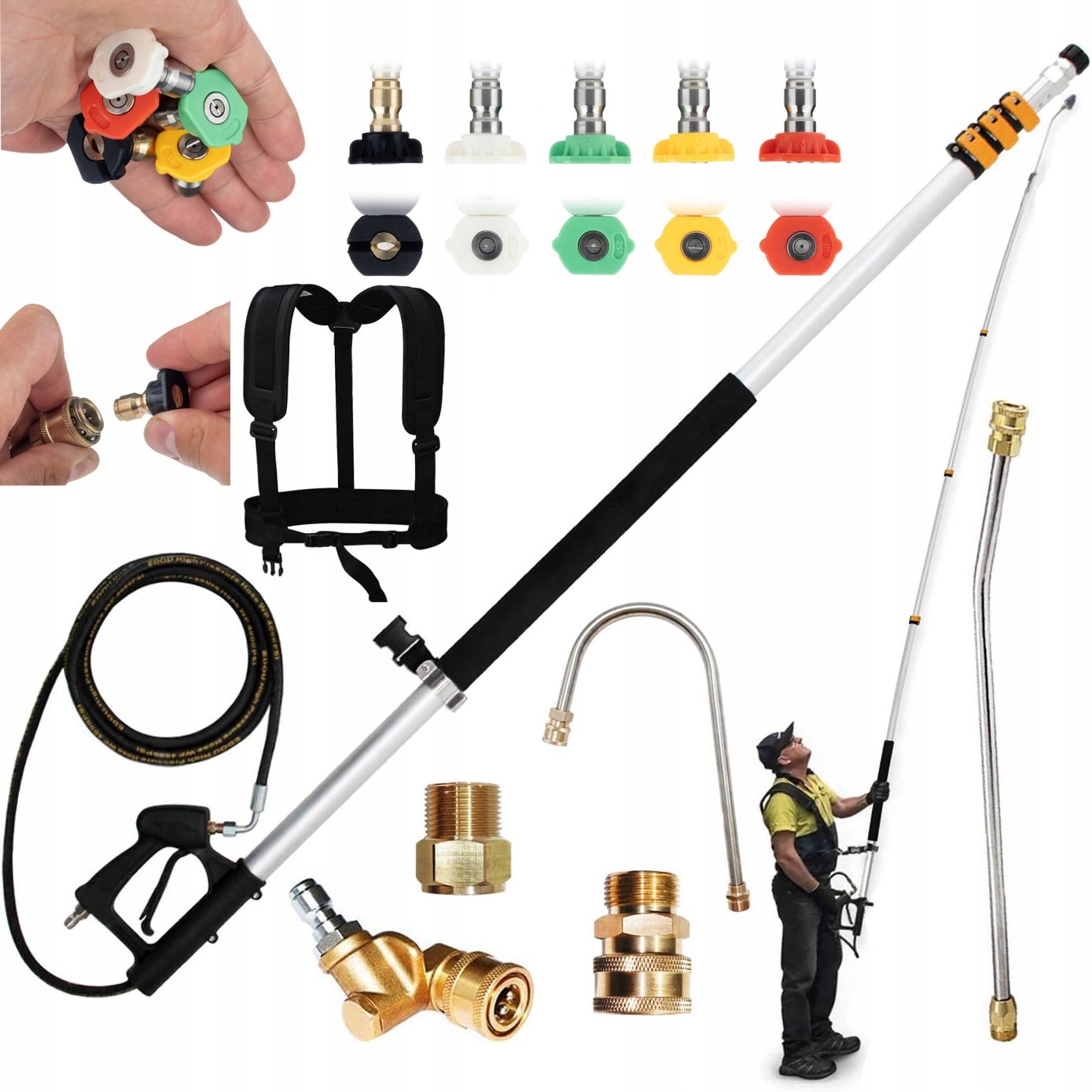 Rosfix Teleskoplanze – 1,5 m bis 7,3 m aus Aluminium 4000 PSI, max. Druck 275 bar Kompatibel mit ...