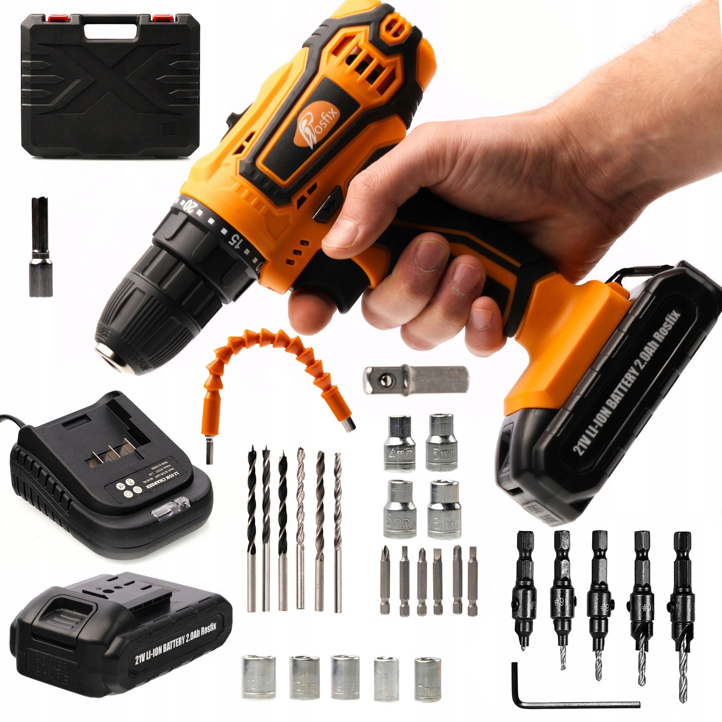 Rosfix Perceuse-visseuse Orange Castor OC21V avec ensemble d ...