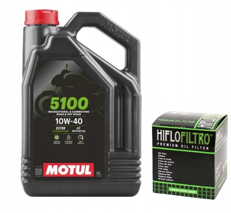 Aceite Motul 5100 10W40 4L + Filtro de aceite Hiflo HF145 4T Ma4 Raptor ...