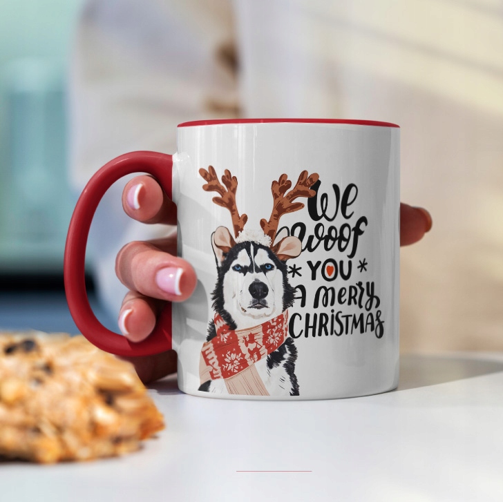 TAZZA DI NATALE CON UN CANE HUSKY IN REGALO MAMMA CANE PAPÀ CANE CANI ...