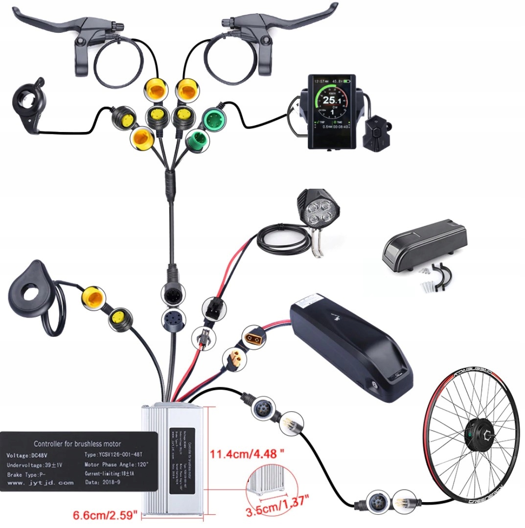 Elektromotor für Fahrräder, Radantrieb 48 V 500 W + Akku 20 Ah