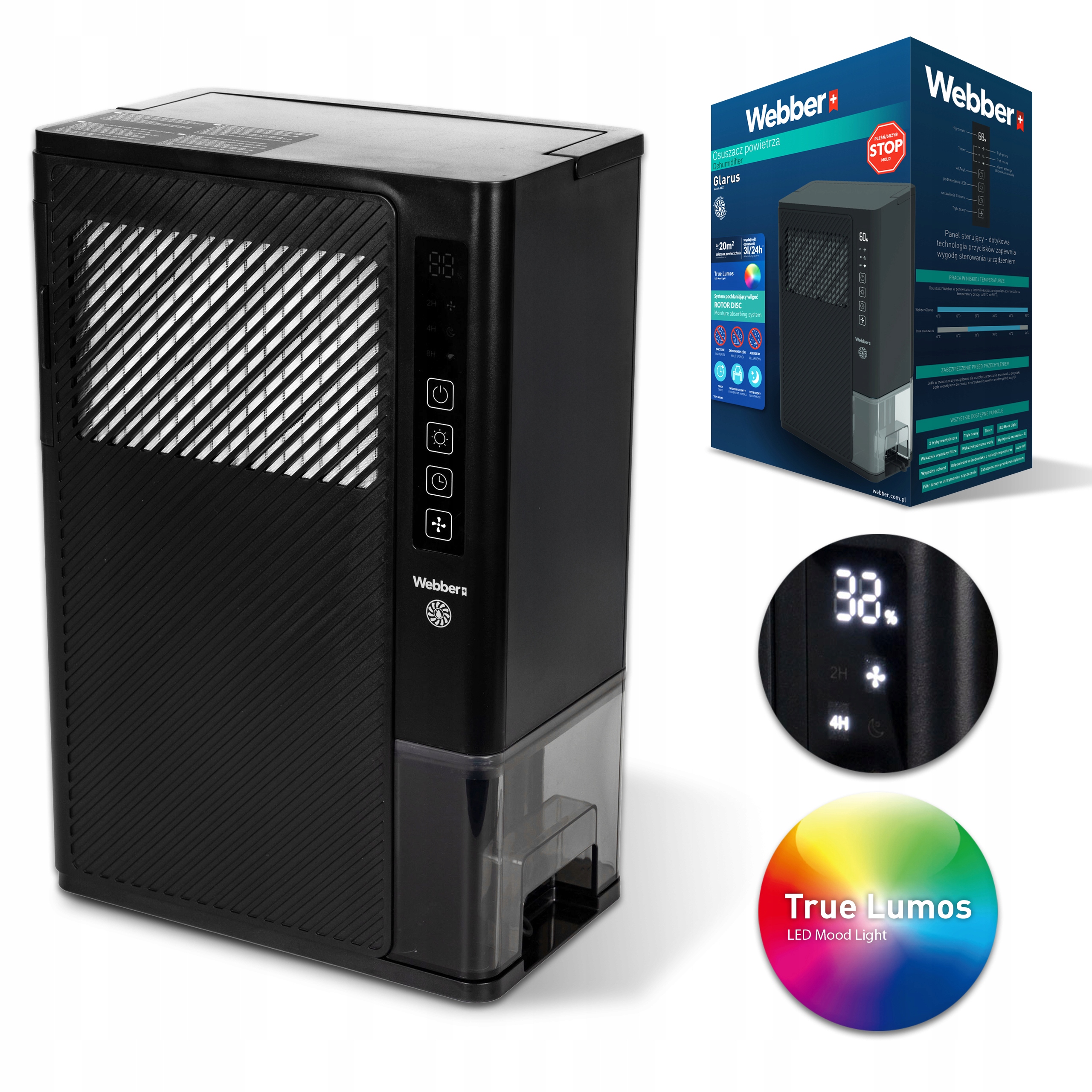 Deshumidificador de aire Webber DEX 1 3 L / 24H Silencioso HEPA LED 20m² D